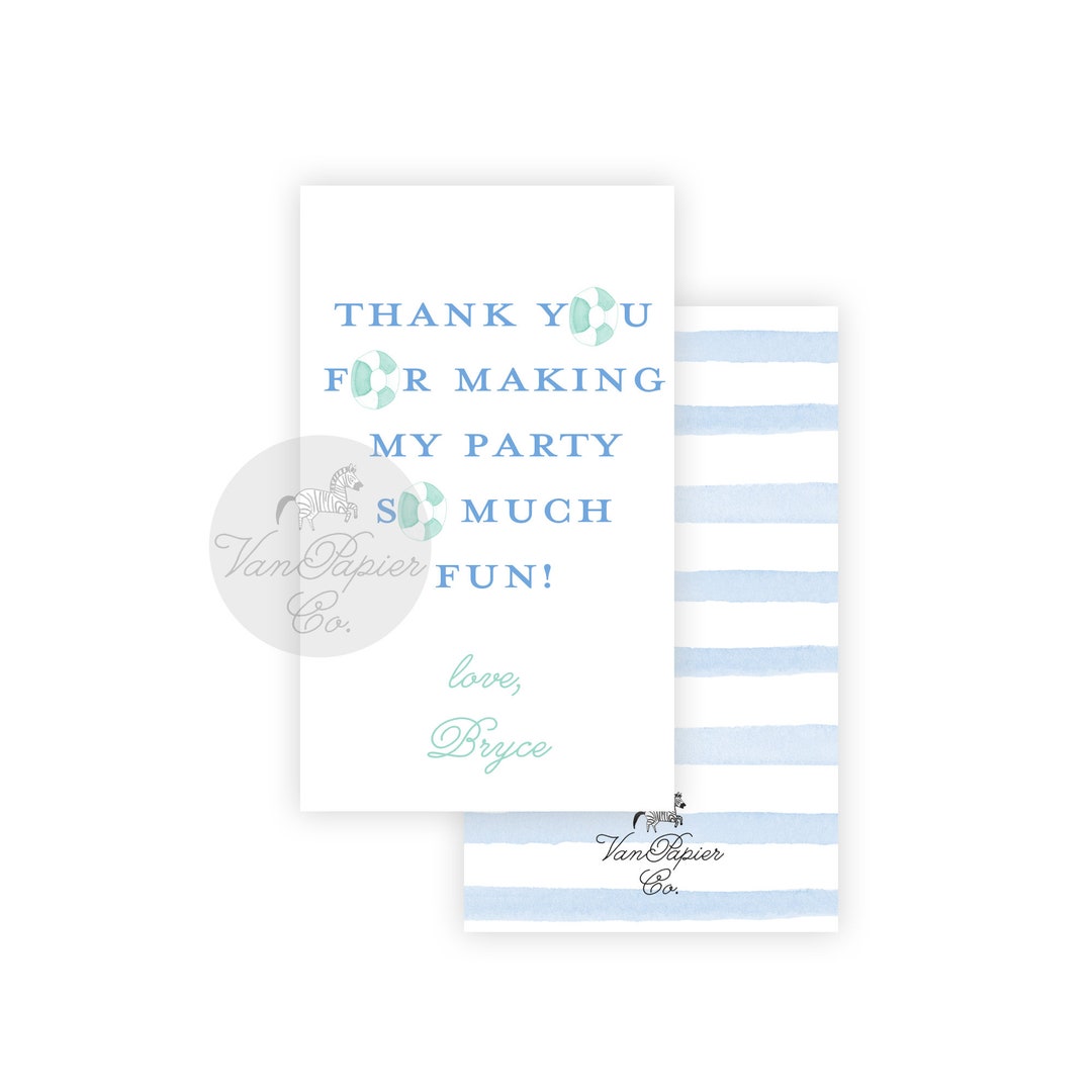 Blue Waterslide Birthday Favor Tags | Water Birthday | Watercolor ...