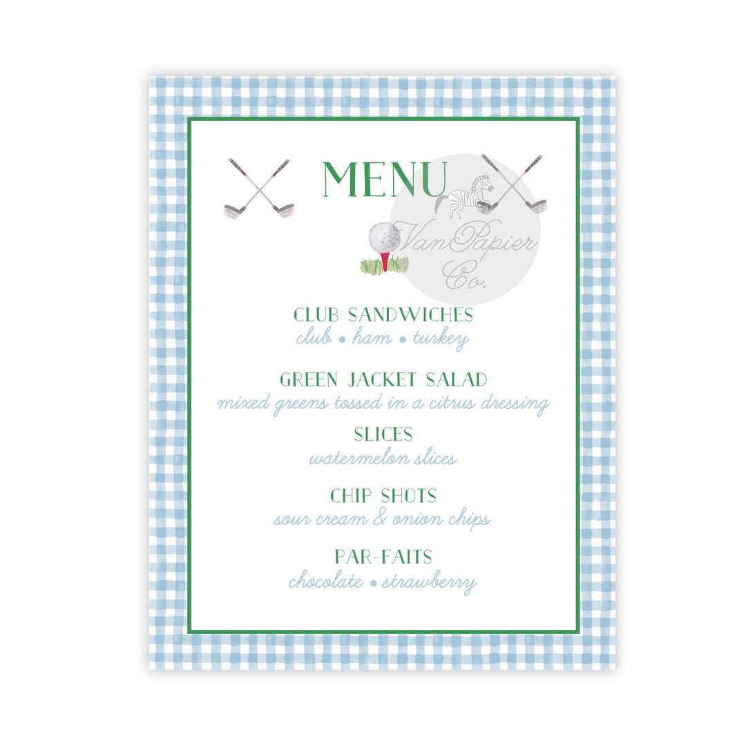 Golf Party Menu Sign | Golf Birthday | Golf Themed Birthday | Birthday ...