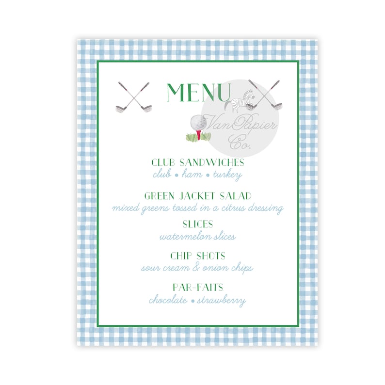 Golf Party Menu Sign Golf Birthday Golf Themed Birthday - Etsy