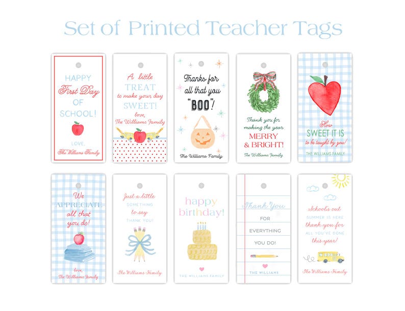 Set of Teacher Gift Tags | Tags for Teacher Gifts | Custom Gift Tags ...