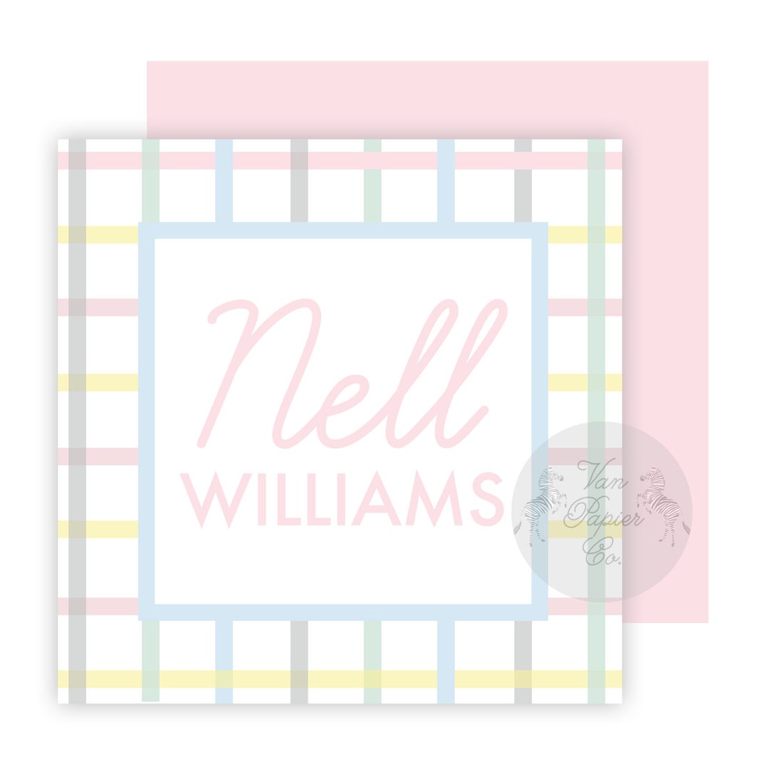 Pastel Plaid Calling Cards | Custom Gift Tags | Gift Enclosure Cards ...