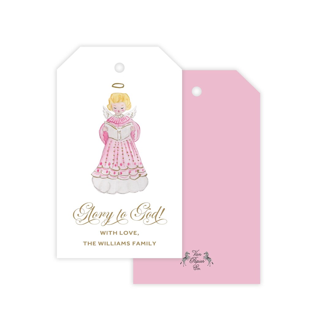 Watercolor Angel Gift Tags Custom Christmas Gift Tags Glory to God ...