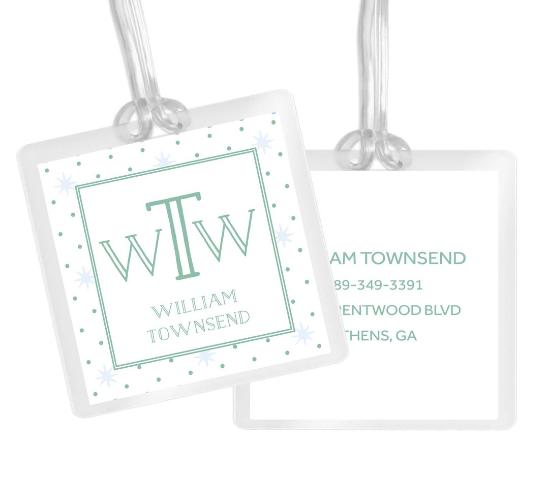 Boys Star Dot Bag Tag | Green Star Dot Luggage Tag | Preppy Luggage Tag ...