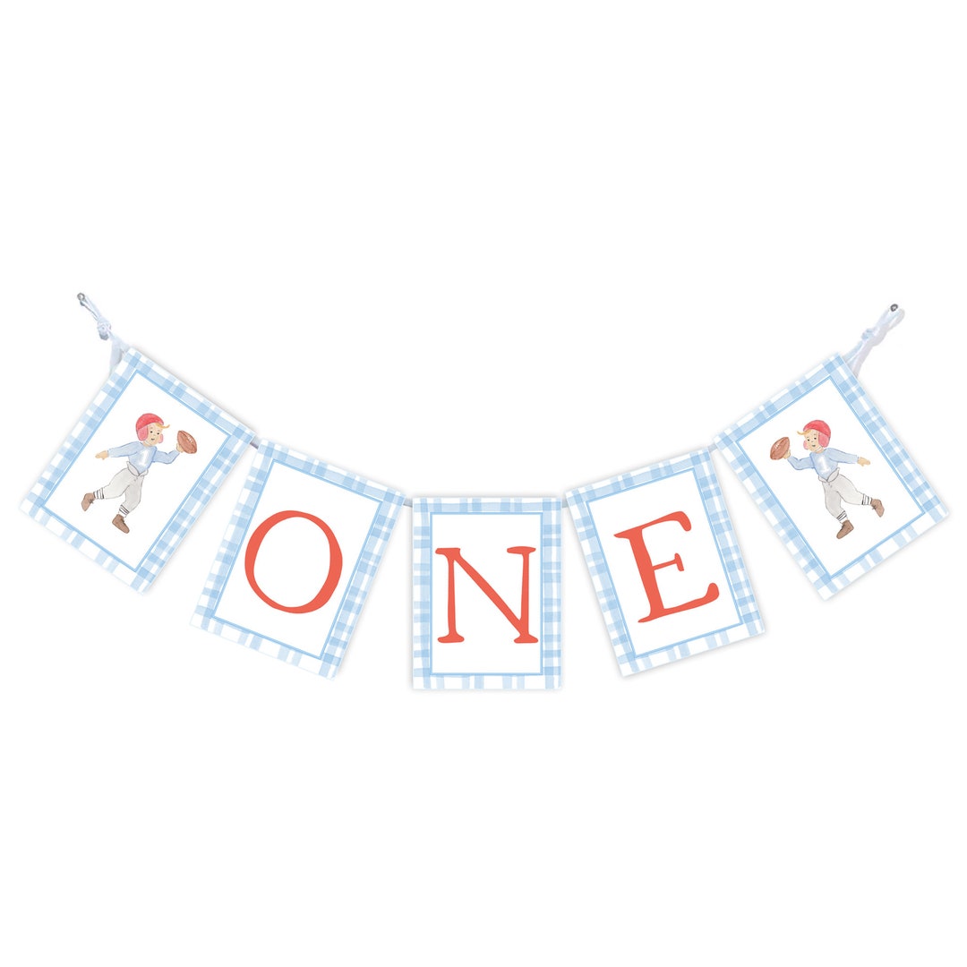 Football Themed 1st Birthday Banner | Watercolor First Birthday Banner ...