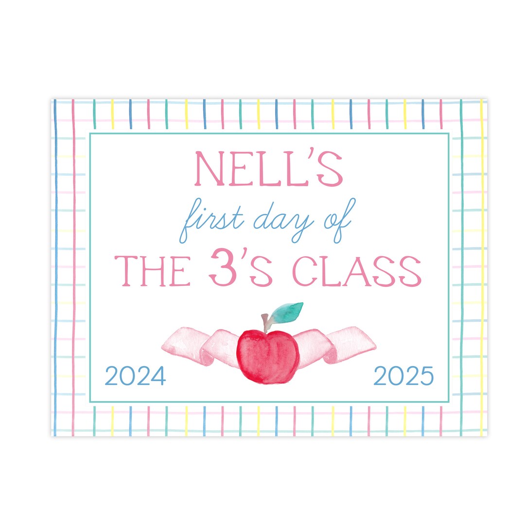 PRINTABLE Pastel Plaid First Day of School Sign | Back to School Sign ...