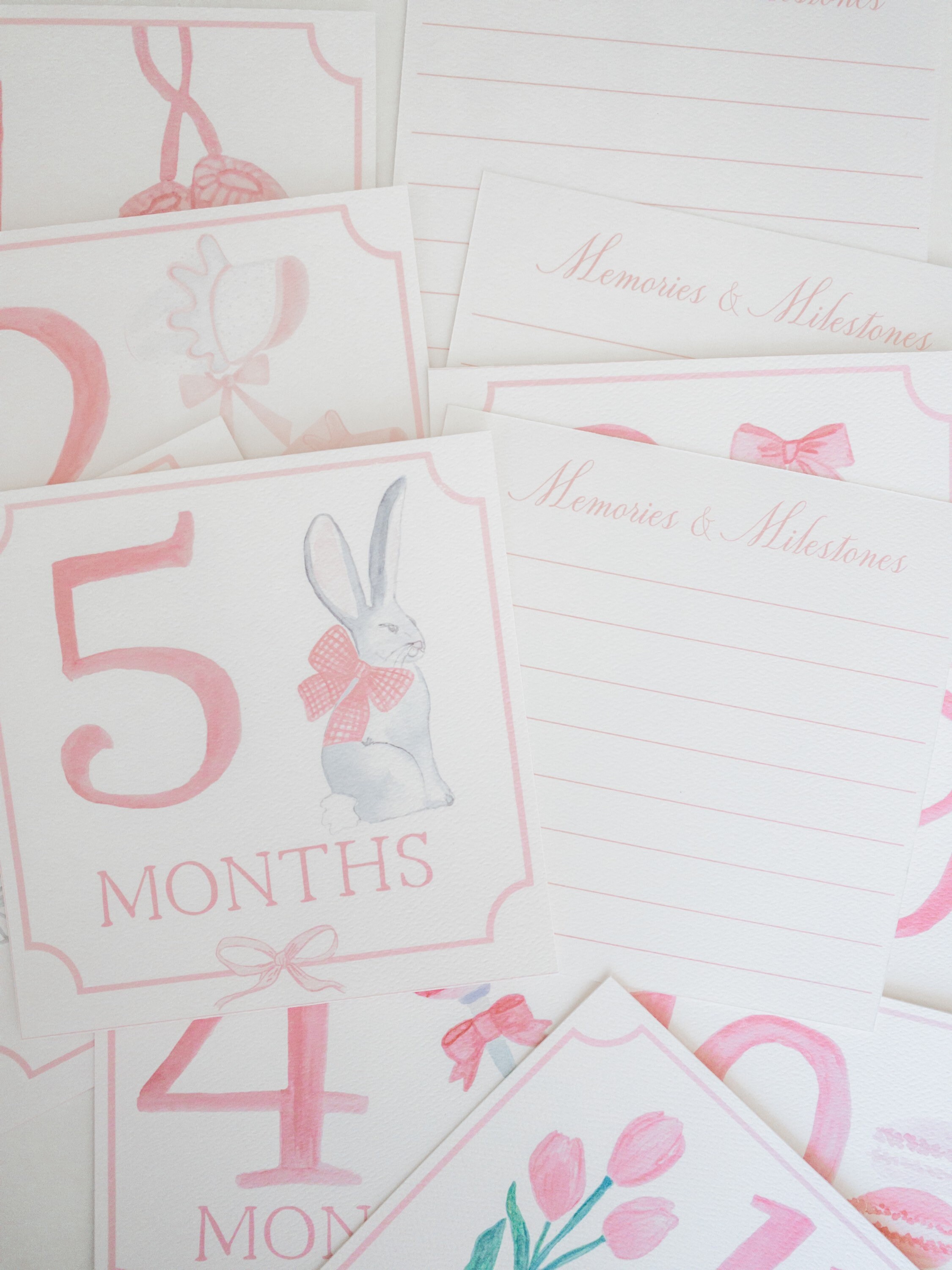 NEW Baby Girl Watercolor Milestone Cards Month Cards | Etsy