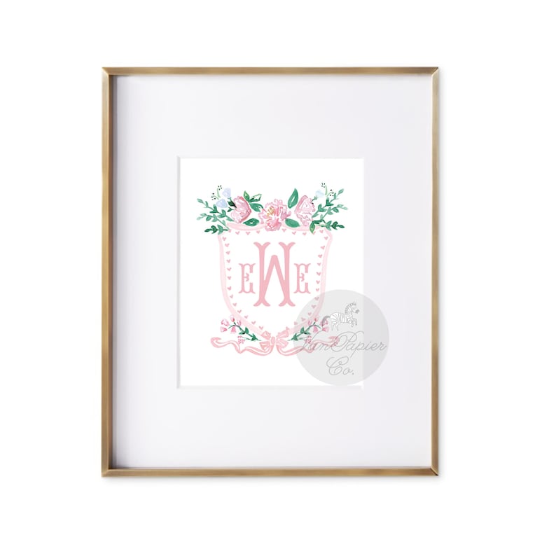 Watercolor Floral Crest Art Print | Girl | Floral | Sweet | Pastels ...