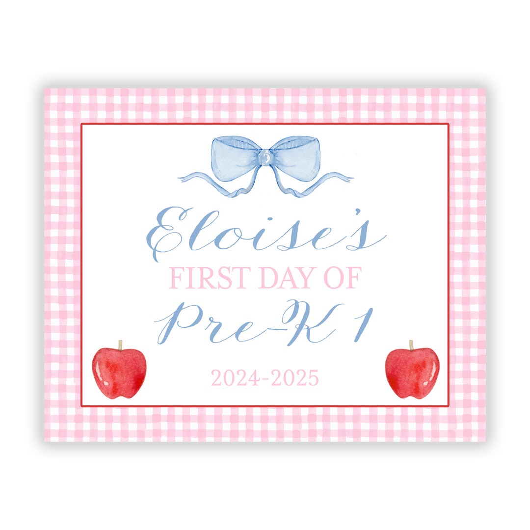 Pink Bow First Day of School Sign | Personalized | First Day of School ...