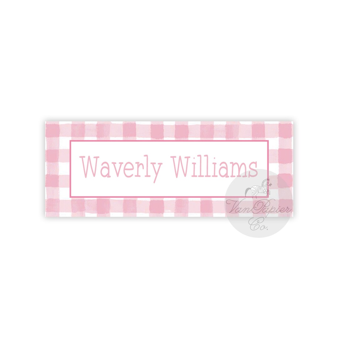 Pink Gingham Waterproof Labels | Waterproof Labels | School Labels ...