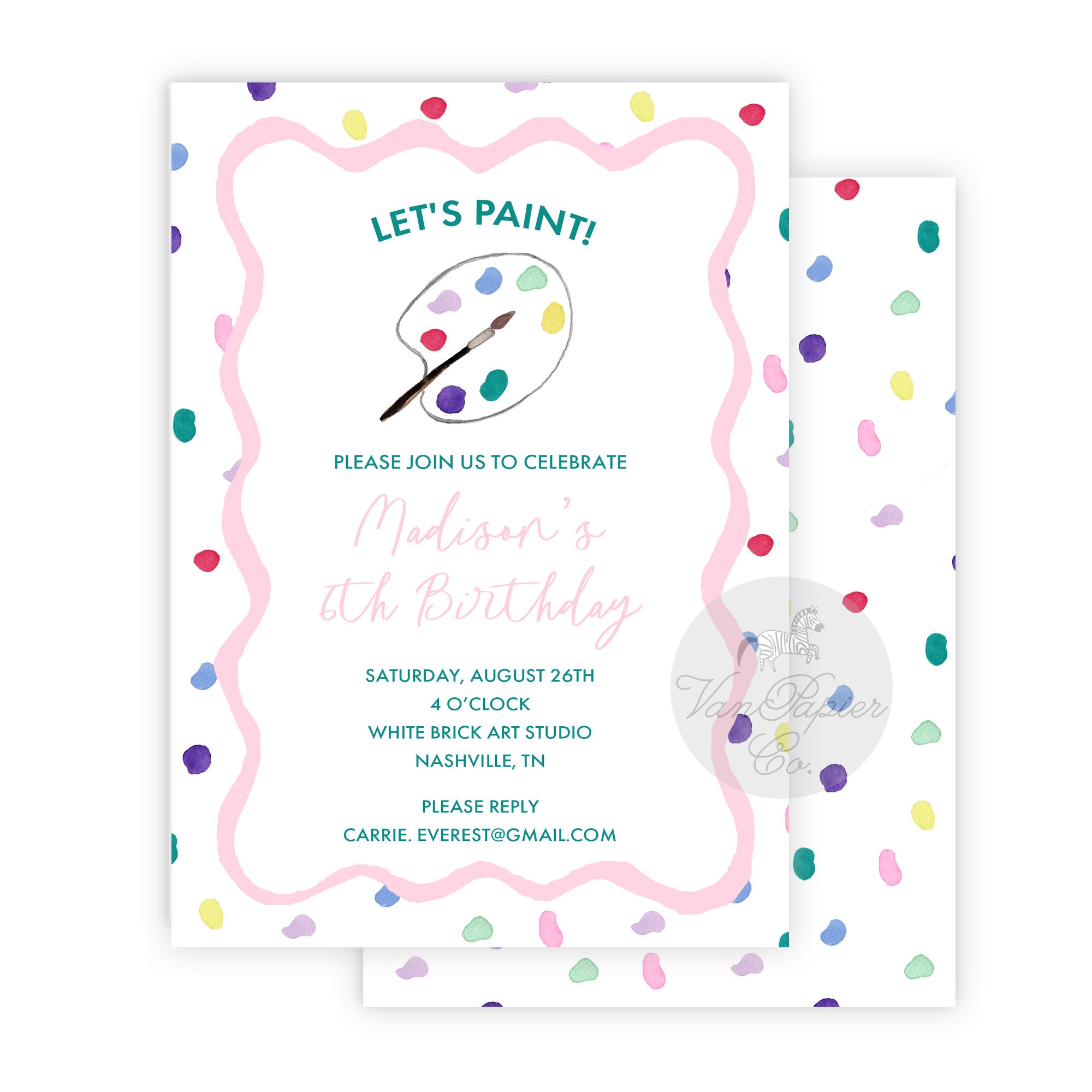 Printable Art Party Birthday Invitation Art Party Invitation Art ...