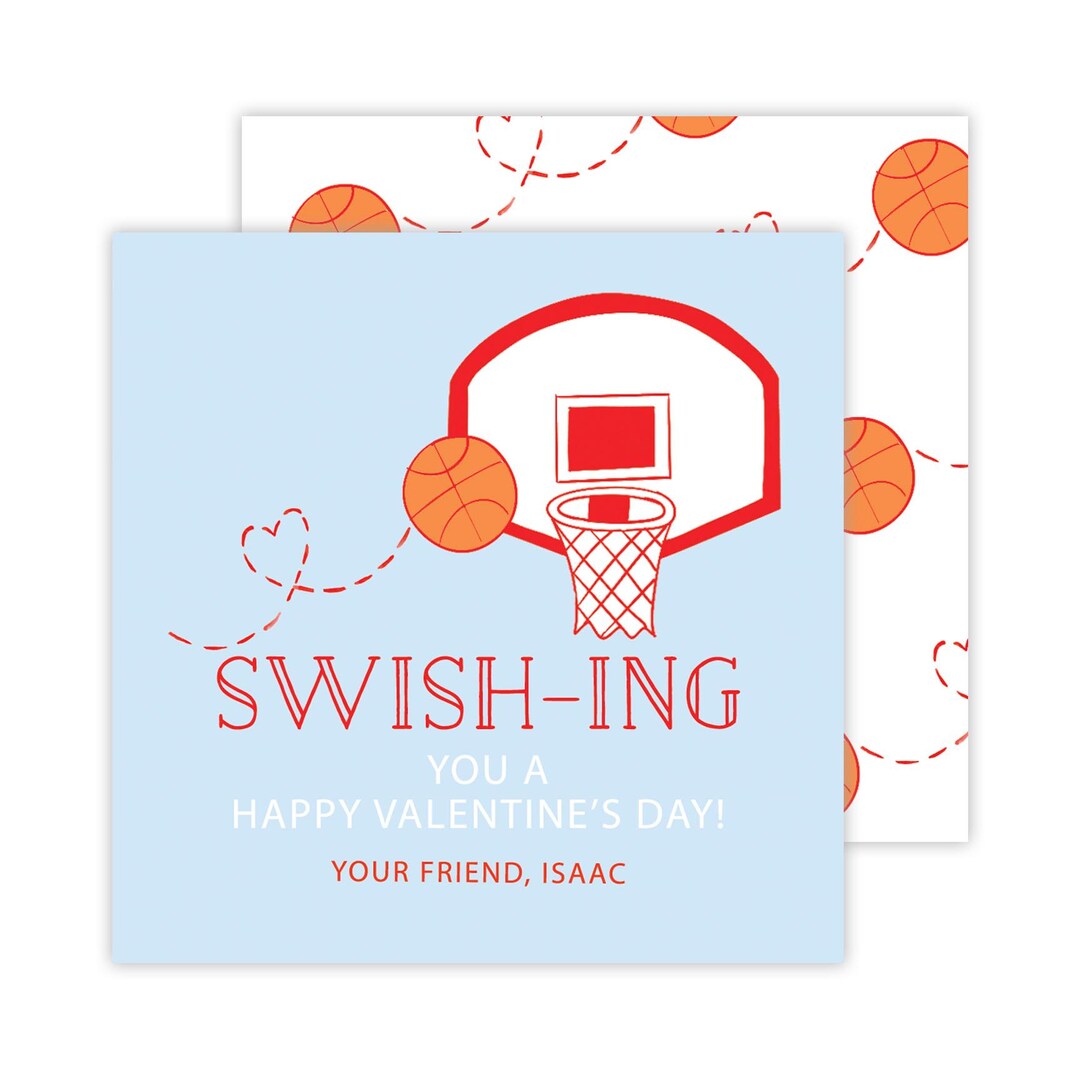 Swishing You A Happy Valentine's Day, Valentine Class Tags, Watercolor ...