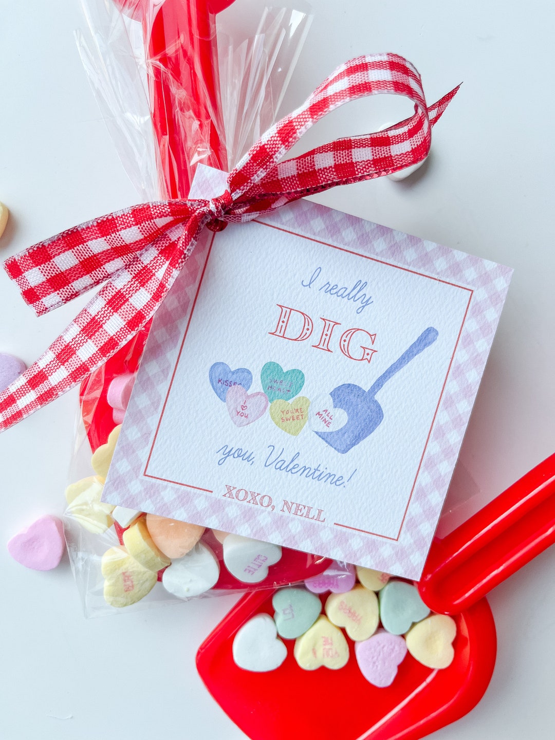 Watercolor Pink I Dig You Valentine, Valentine Class Tags, Watercolor ...
