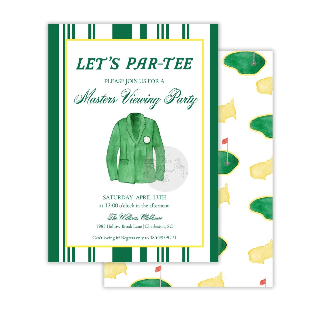 Green Jacket Masters Party Invitation | Masters Viewing Party | Masters ...