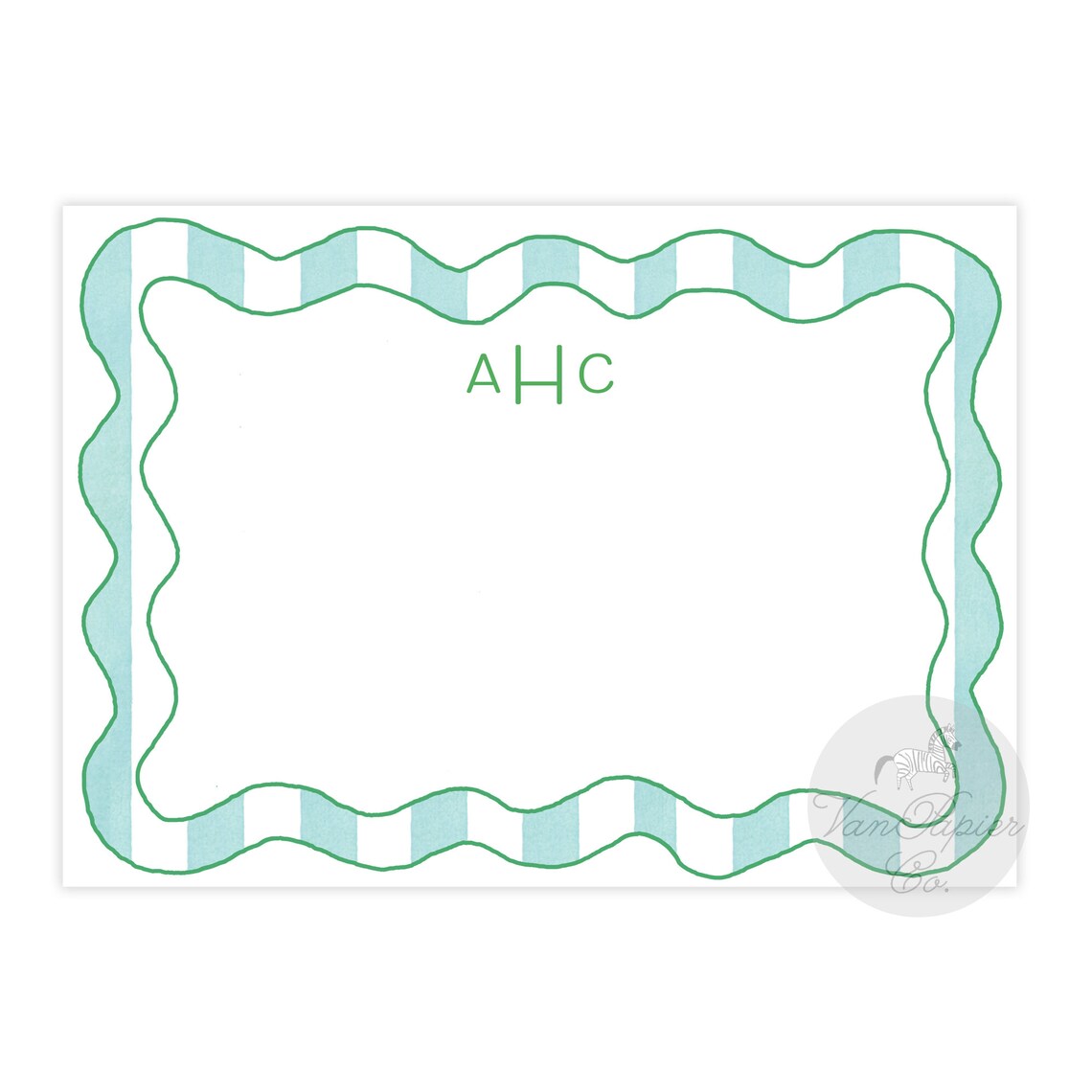 Scalloped Green Stripe Stationery Cards | Scallop Stationery | Custom ...