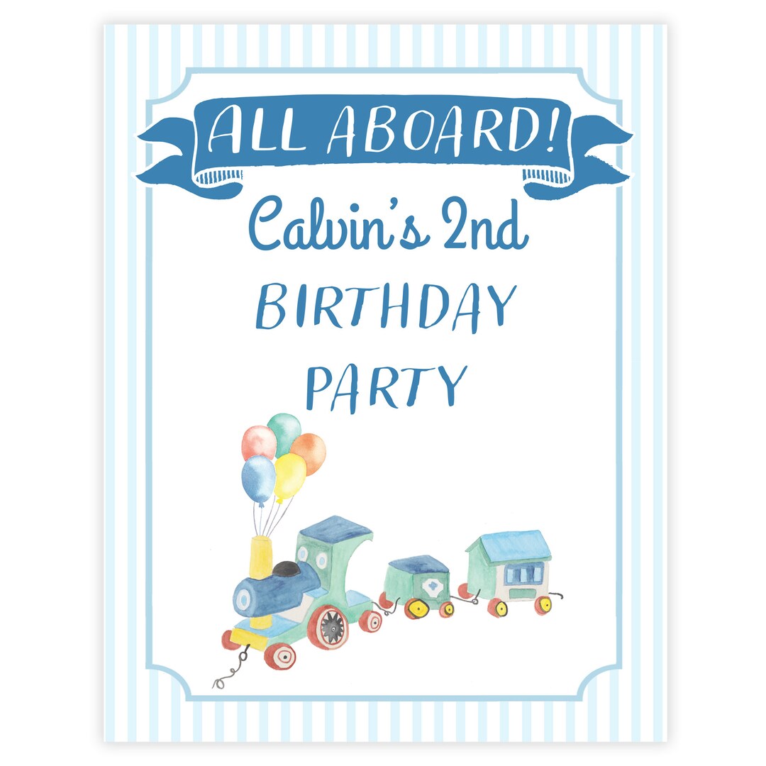 Train Party Welcome Sign | All Aboard Party Sign | Train Birthday ...