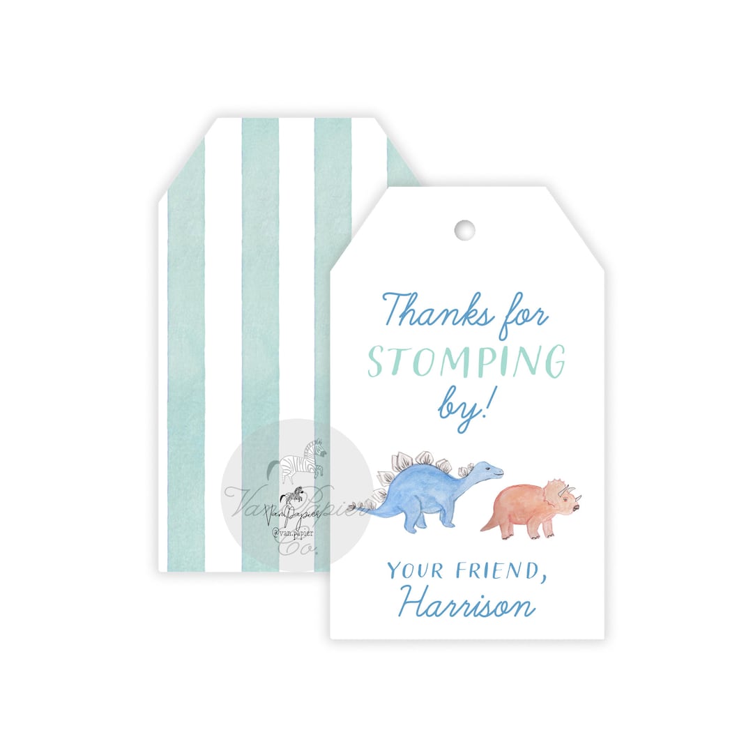 Watercolor Dinosaur Gift Bag Tags | Digital File or Printed Tags ...