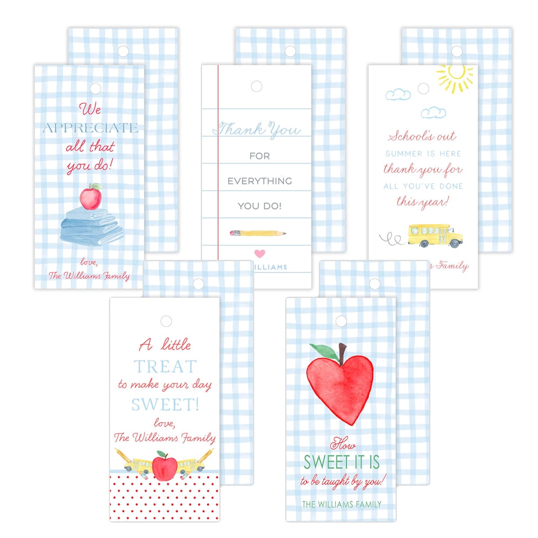 Set of Teacher Appreciation Gift Tags | Tags for Teacher Gifts | Custom ...