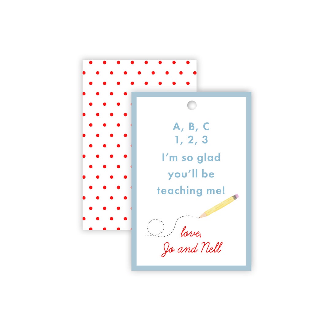 Polka-dot Pencil Back to School Tag | Digital or Printed Tags ...