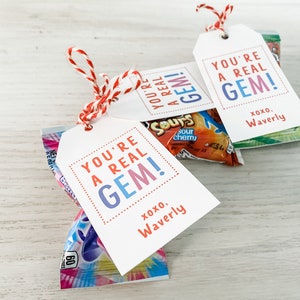 You're A Gem Valentine, Valentine Class Tags, Watercolor, Printed, Ring ...