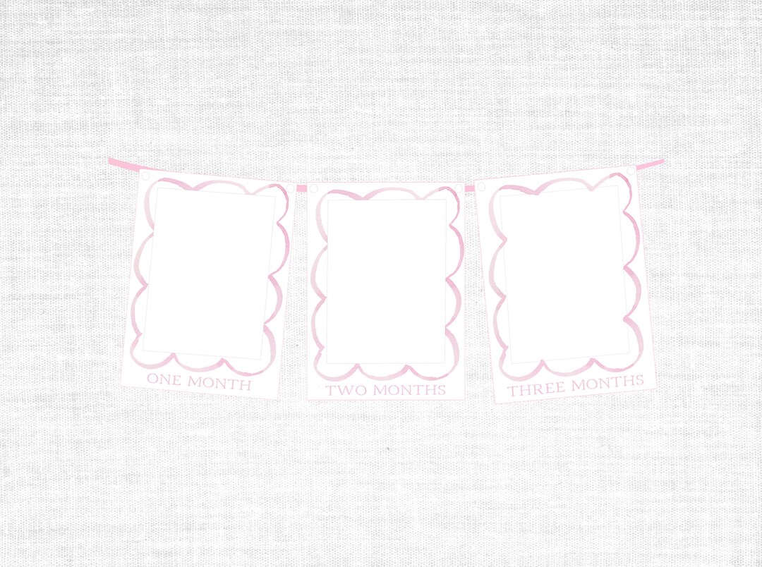 Pink Scallop Month to Month Photo Banner First Birthday - Etsy