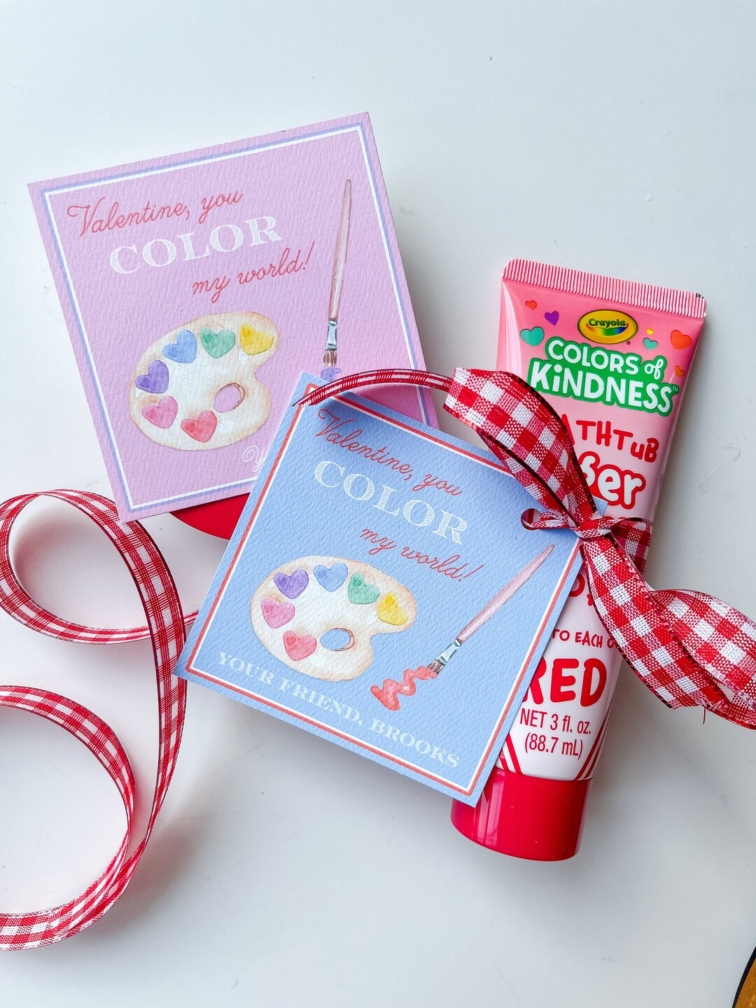 Watercolor Color My World Valentine, Valentine Class Tags, Watercolor ...