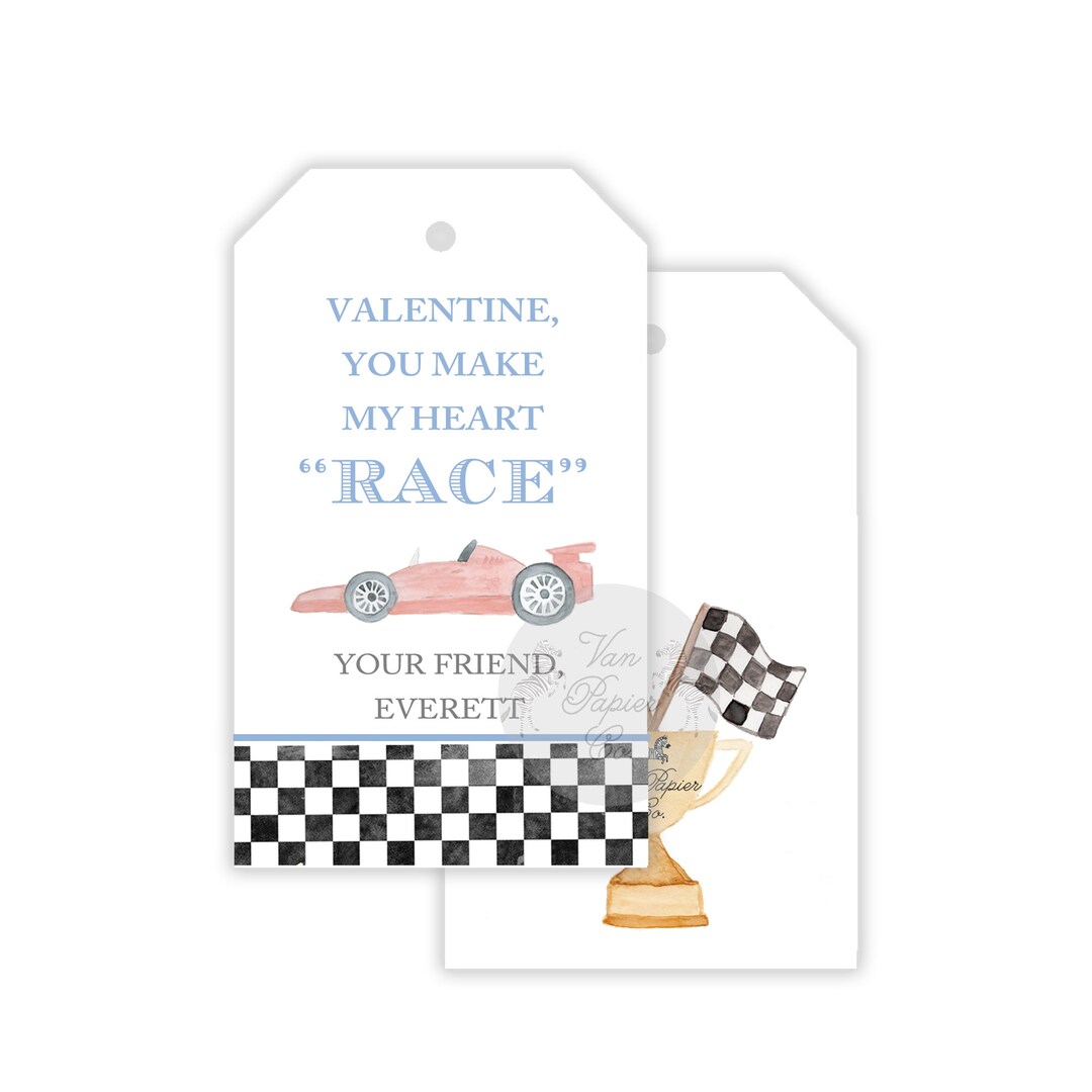 DIGITAL Watercolor Make My Heart Race Valentine, Valentine Class Tags ...