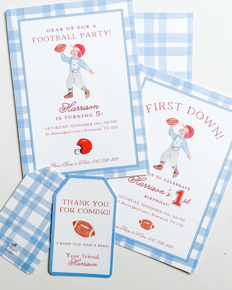 Watercolor Football Invitations | Football Birthday | First Down Party ...
