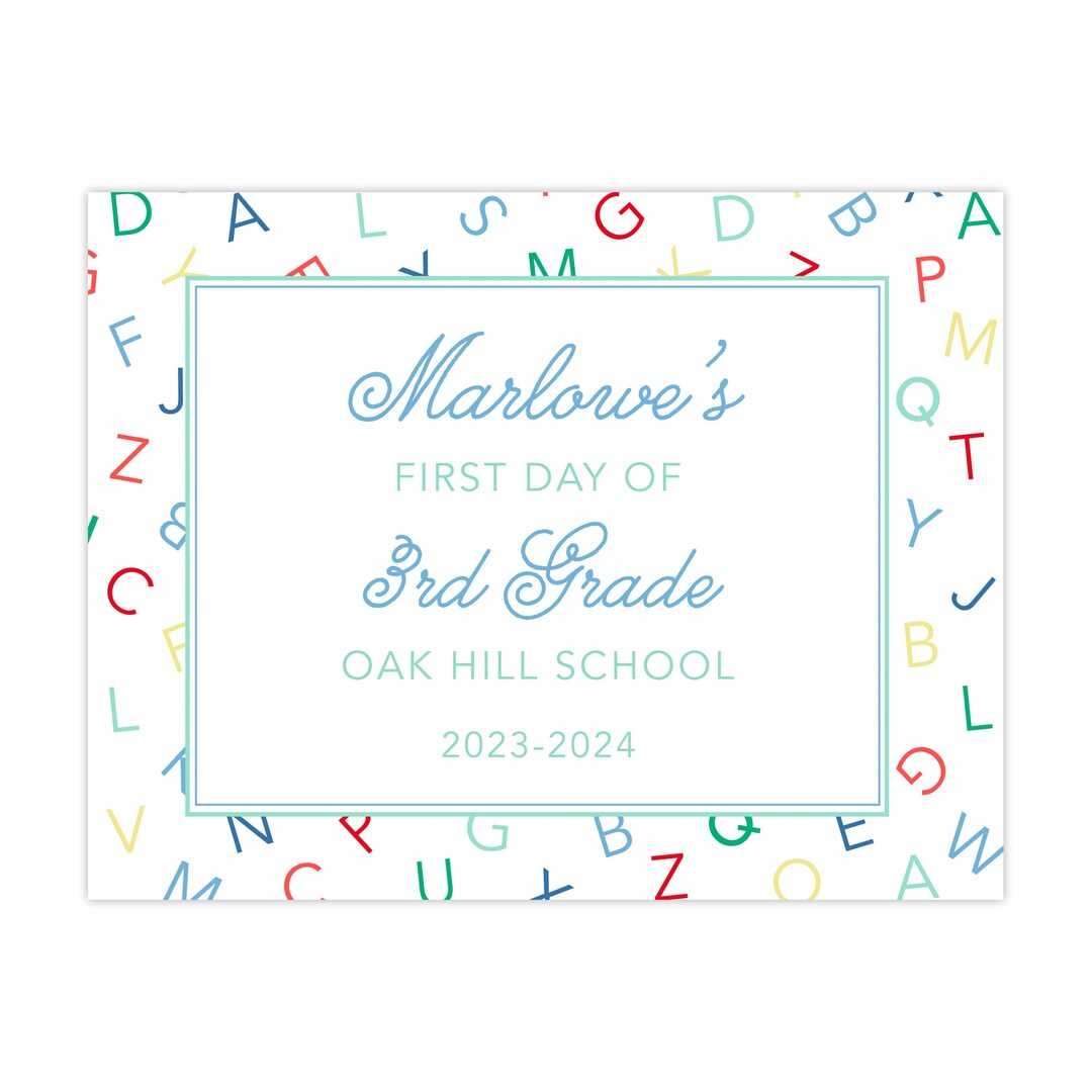PRINTABLE Alphabet First Day of School Sign | Back to School Sign ...