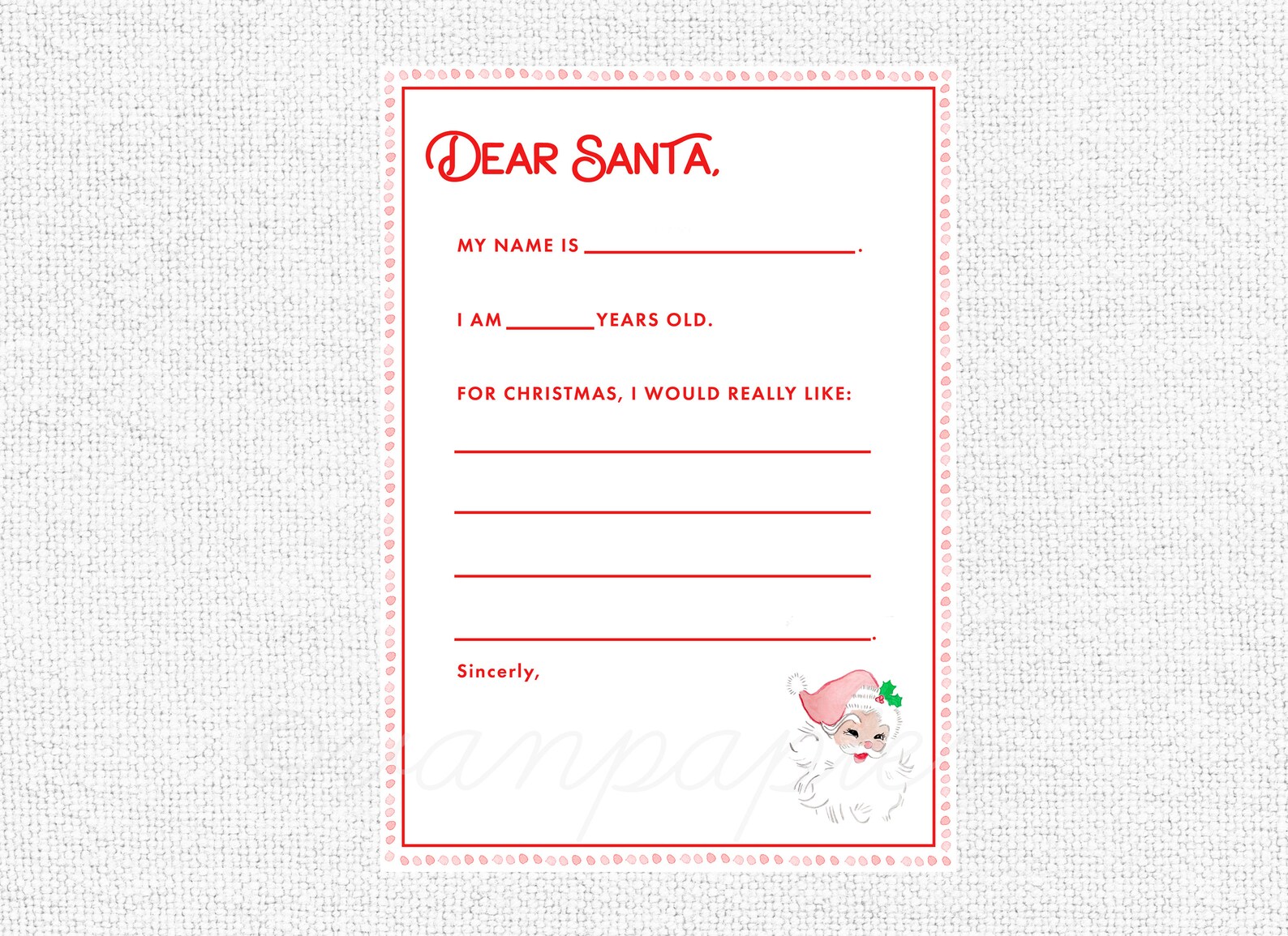 Santa Wish List + Santa Gift Tags Set | Dear Santa List | Santa List ...