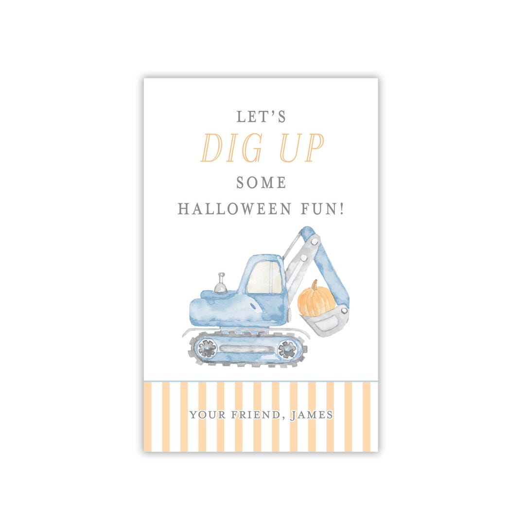 Dig up Some Fun Halloween Tags | Digger Halloween | Truck Halloween Tag ...