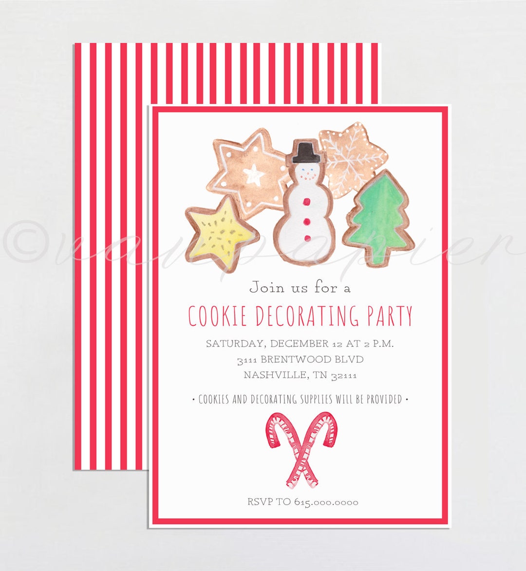 Watercolor Cookie Decorating Party Invitation | Holidays | Cookie Party ...
