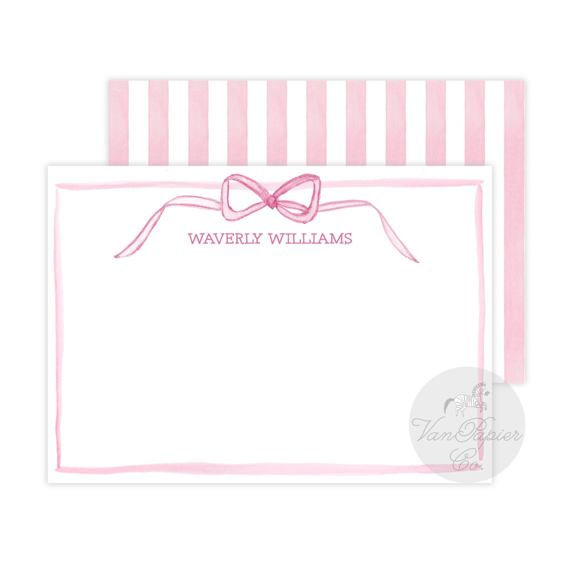 Watercolor Pink Bow Stationery Set | Watercolor Bows | Custom ...