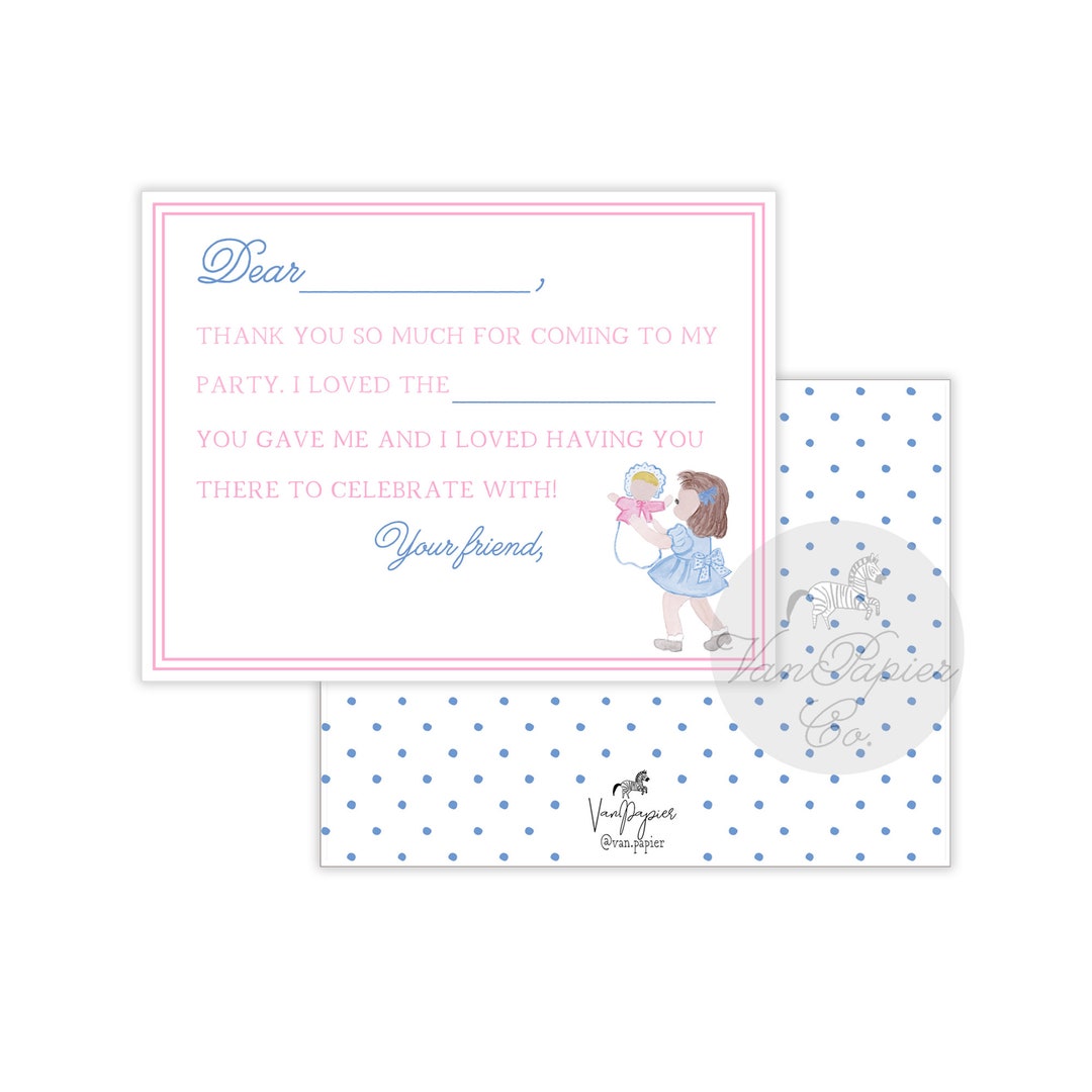 Watercolor Doll Party Thank You Notes | Stationery | Thank You Cards ...