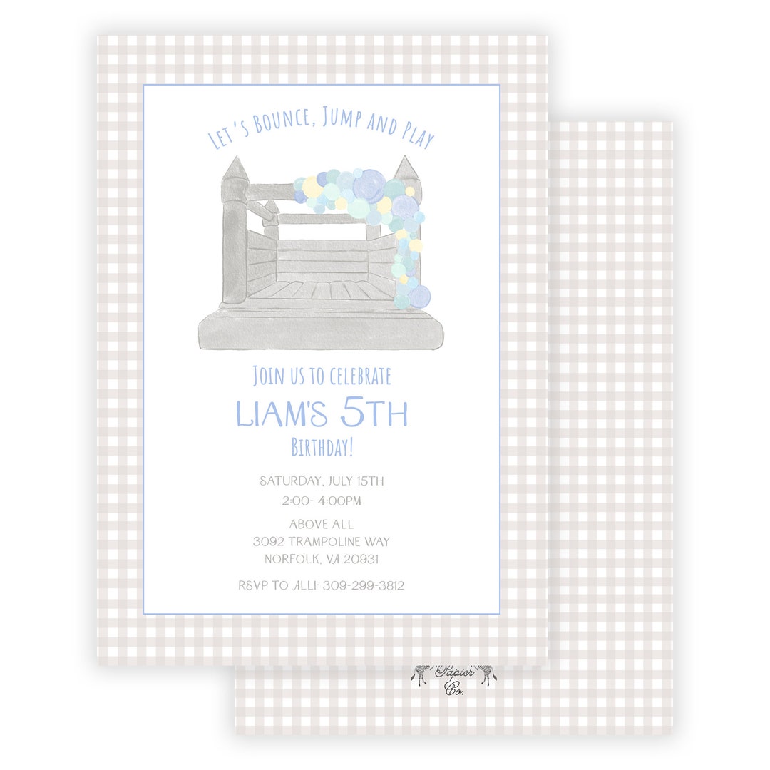 Neutral Bounce House Invitation | Boys Bounce House Invitation | Bounce ...