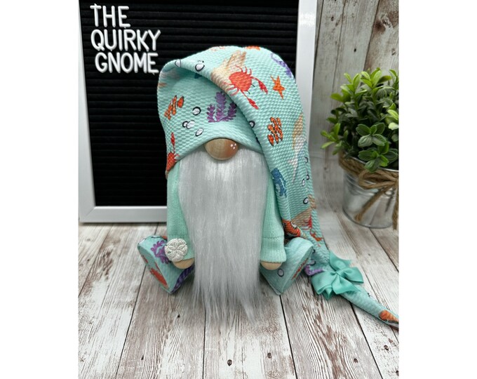 Ocean Gnome, Beach Lover Gnome, Sitting Gnome, Mint Decor, Gifts Under ...