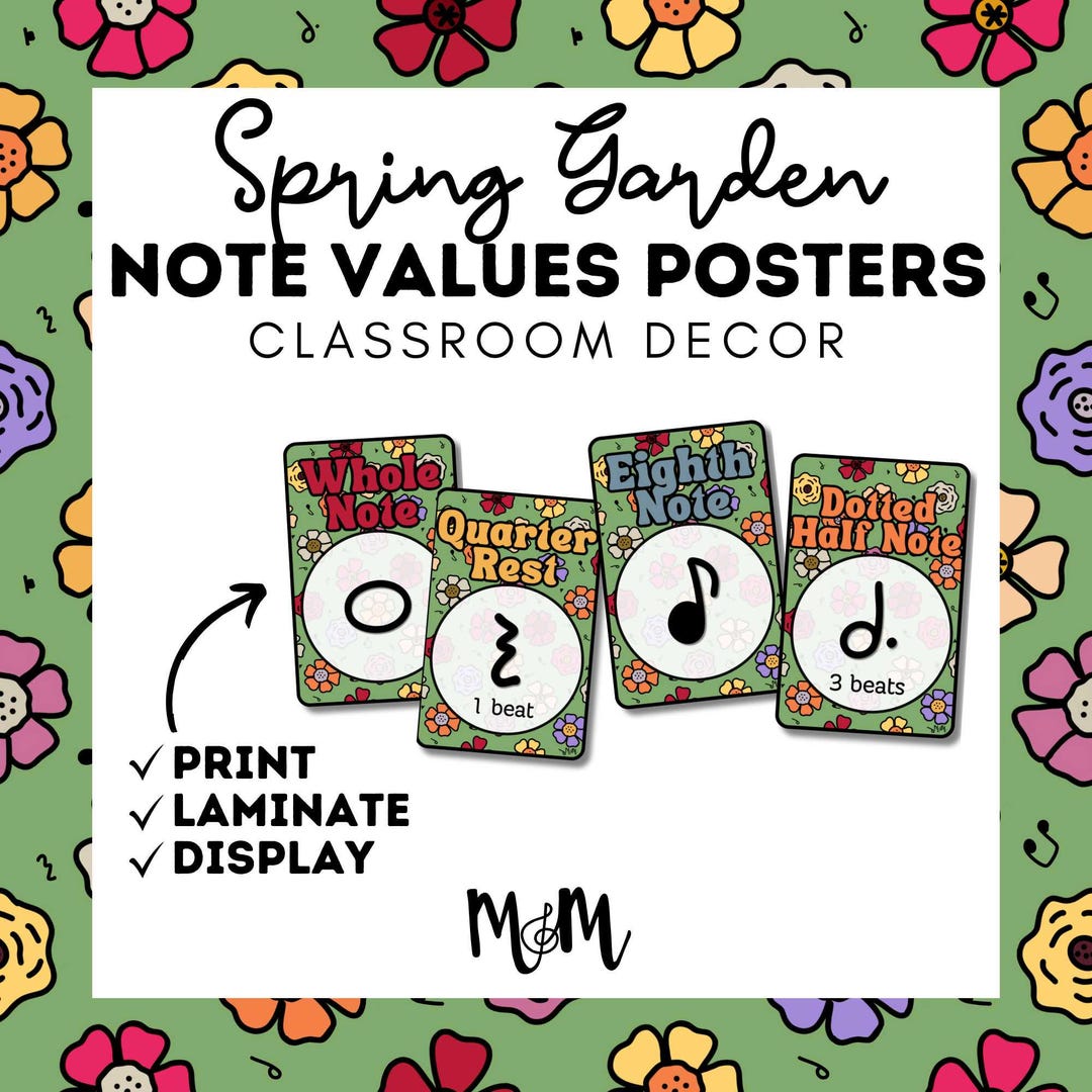 Spring Garden: Note Values Posters DIGITAL DOWNLOAD - Etsy