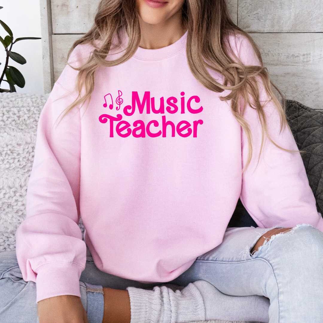 Pink Music Teacher Sweatshirt | Music Teacher Sweatshirt, Music Teacher ...