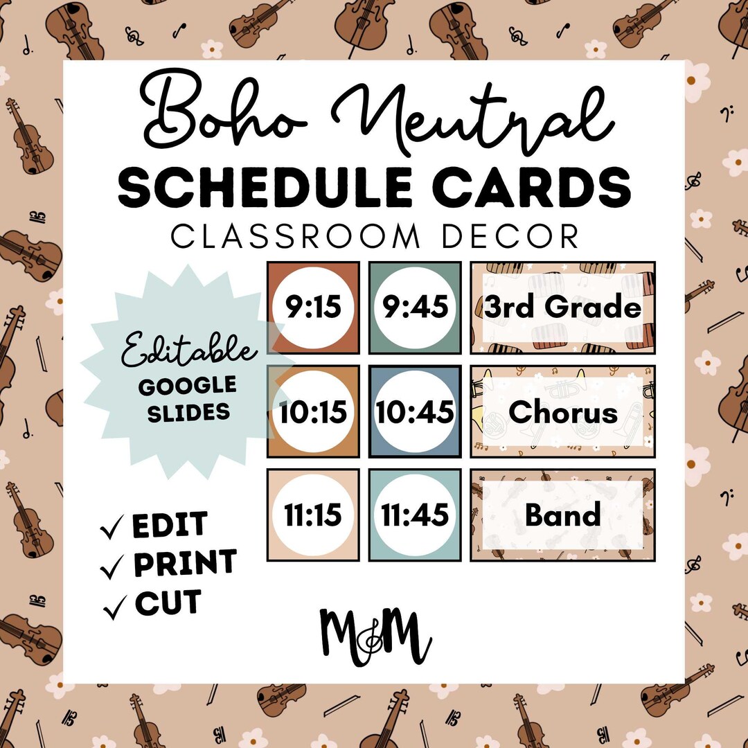 Boho Neutral: Pocket Chart Schedule Cards DIGITAL DOWNLOAD - Etsy