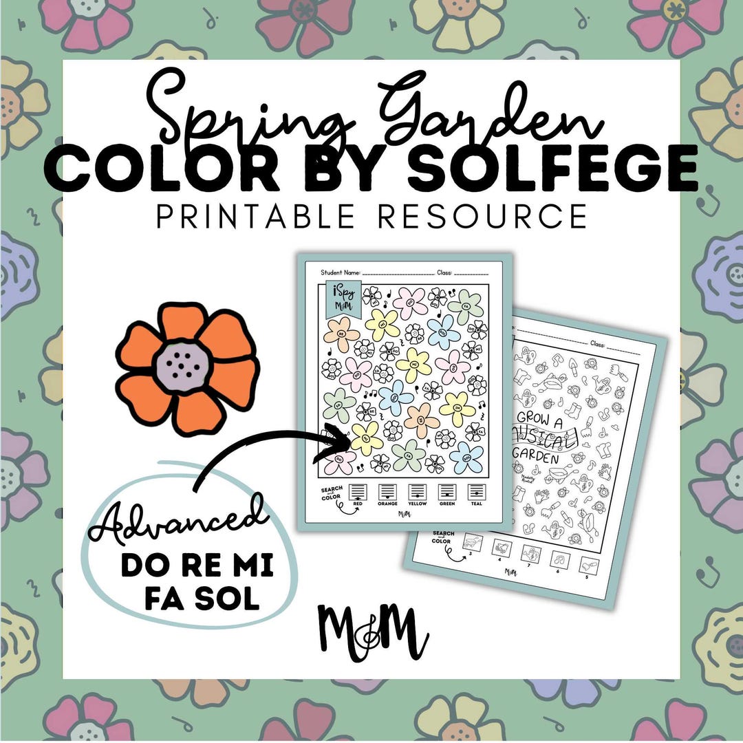 Spring Garden: Color by Solfege | Advanced Level | Music Coloring Page ...