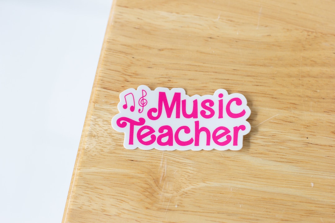 Pink Music Teacher Sticker | Music Sticker, Music Teacher Gift, Music ...