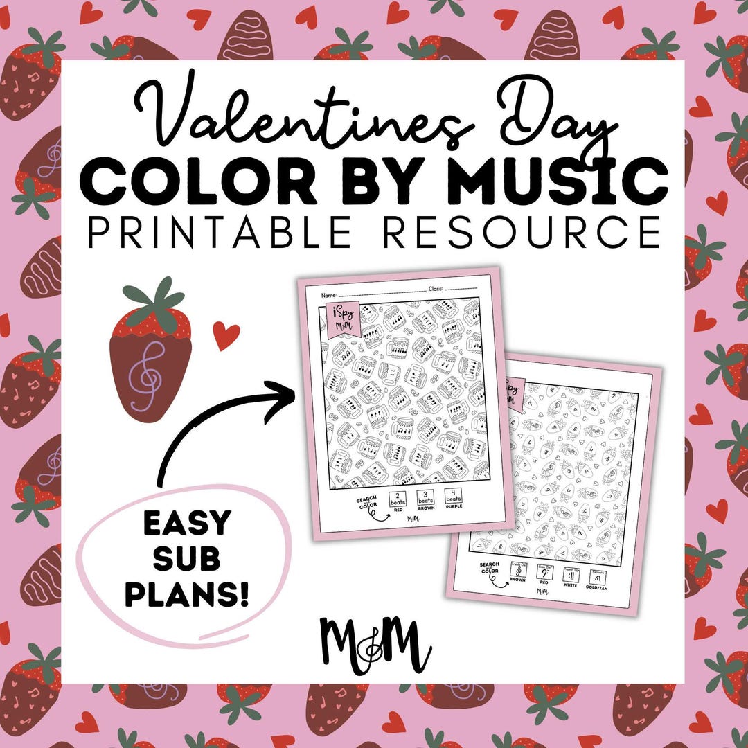 Valentines Day | Color by Music | Ispy Instrument Families, Music ...