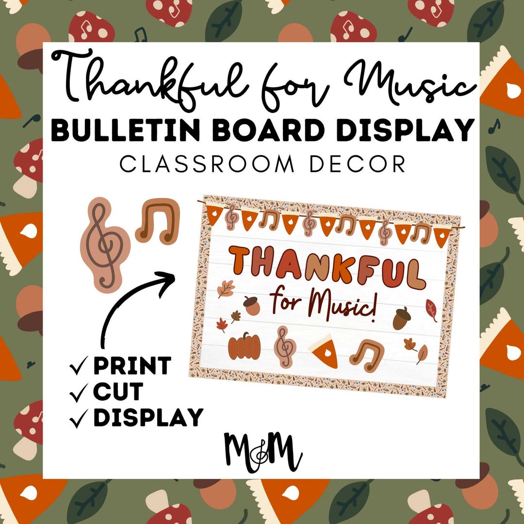 Thankful for Music Bulletin Board Display | Thanksgiving Bulletin Board ...