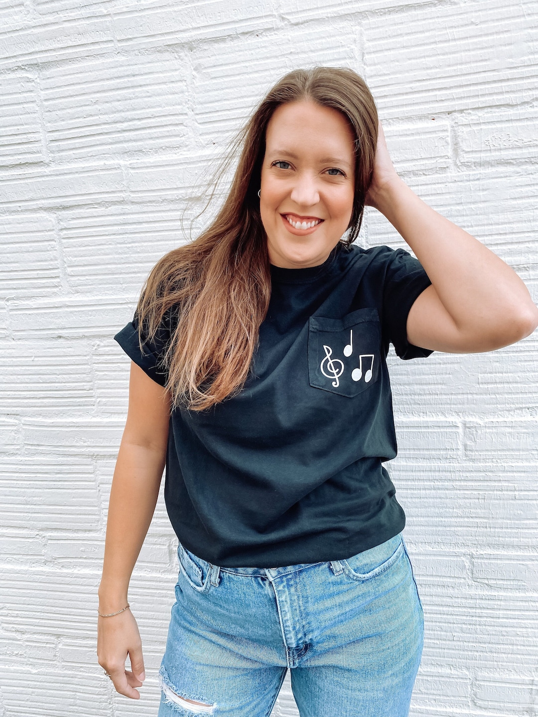 Black & White Music Note Pocket T-shirt | Music Teacher T-shirt, Music ...