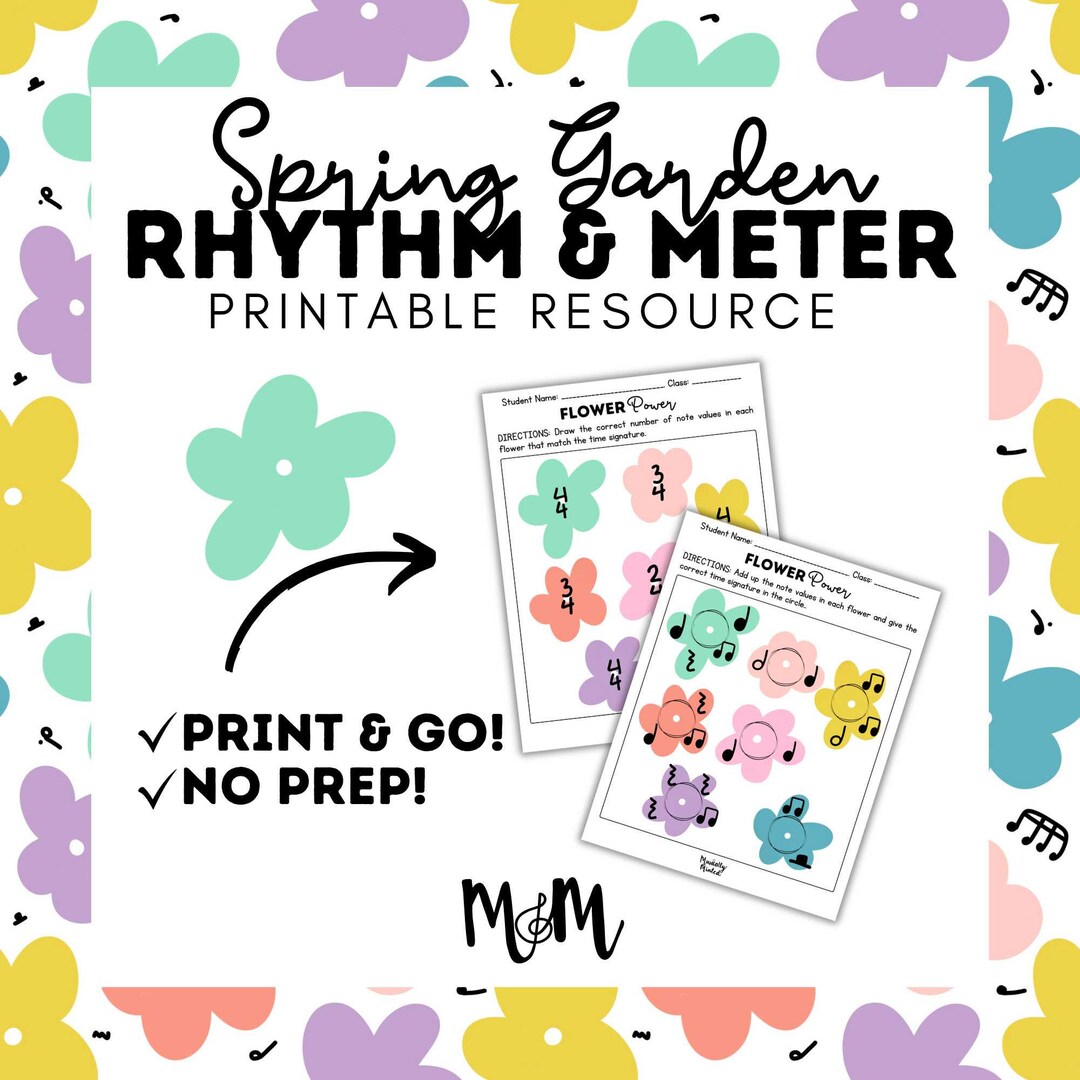 Spring Garden: Flower Power Rhythm and Meter Worksheet | Music Class ...