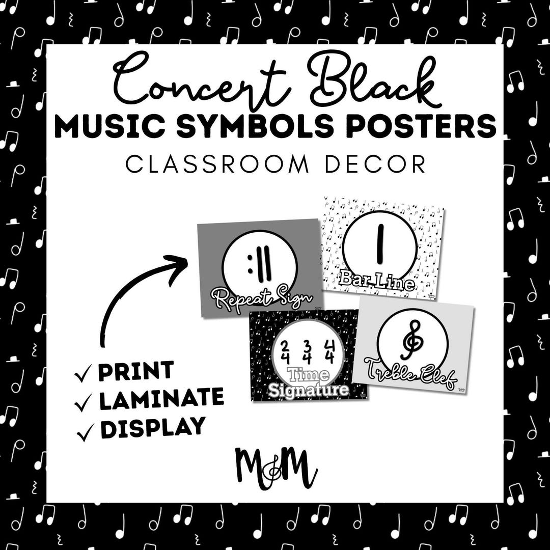 Concert Black: Music Symbols Posters DIGITAL DOWNLOAD - Etsy
