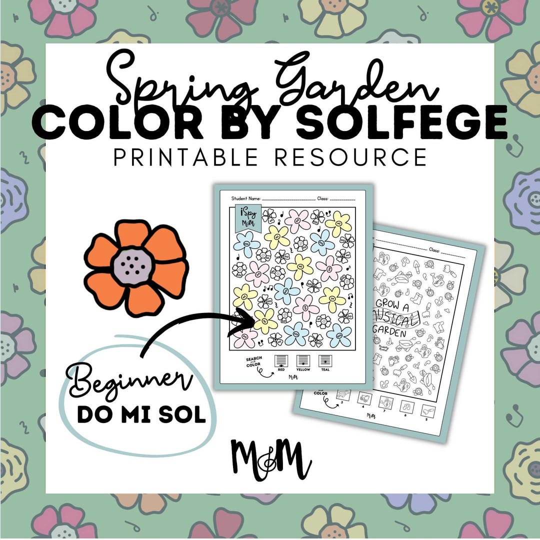 Spring Garden: Color by Solfege | Beginner Level | Music Coloring Page ...