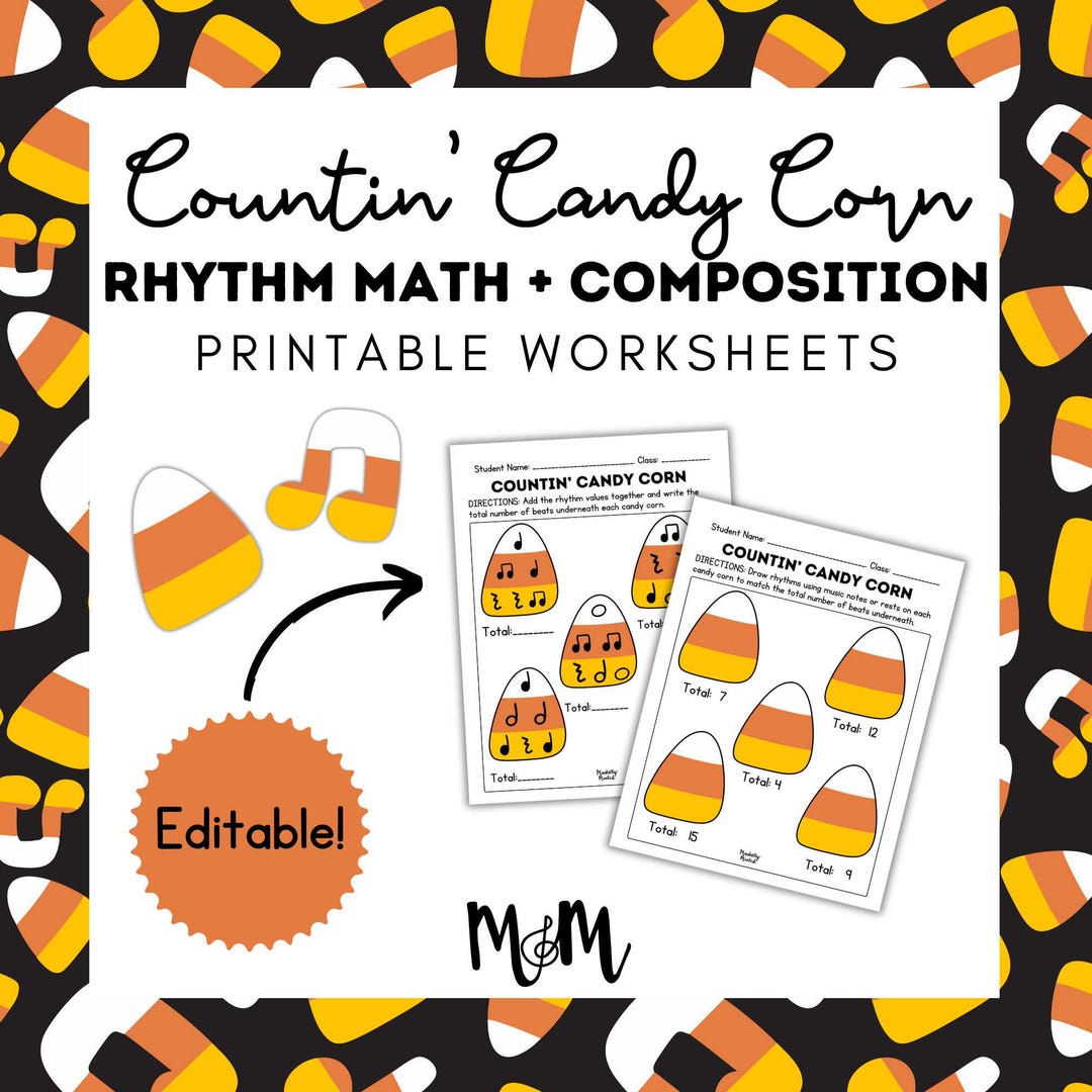 Countin' Candy Corn: Rhythm Math Worksheet | Music Class Printable ...