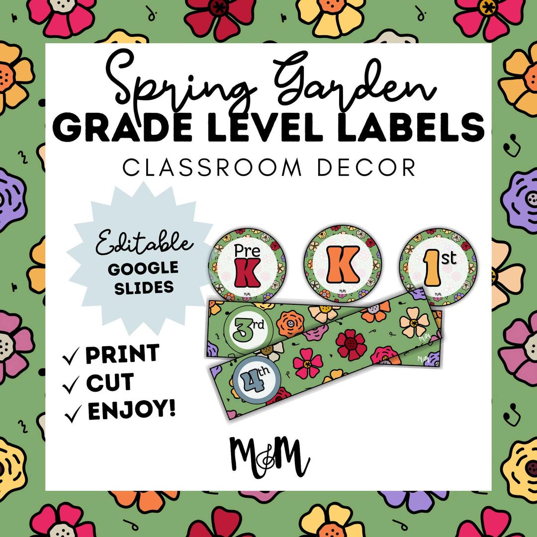Spring Garden: Grade Level Labels DIGITAL DOWNLOAD - Etsy