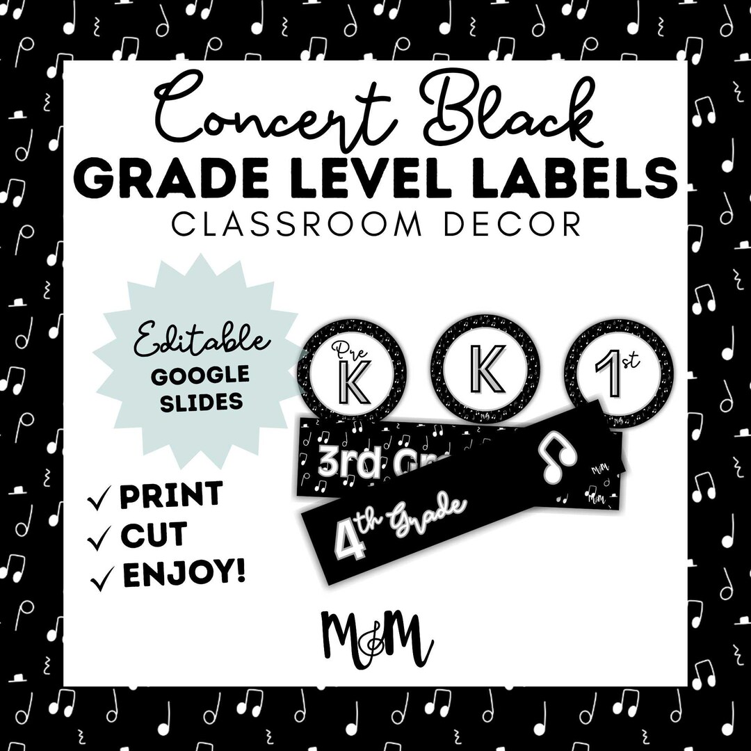 Concert Black: Grade Level Labels DIGITAL DOWNLOAD - Etsy