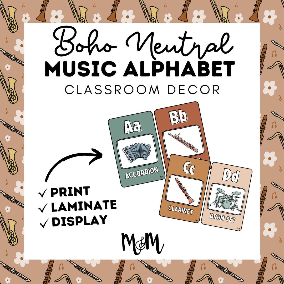 Boho Neutral: Music Alphabet DIGITAL DOWNLOAD - Etsy